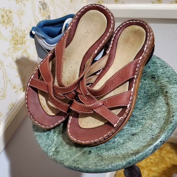 Rogue | Shoes | Euc Rogue Leather Wedge Sandals | Poshmark